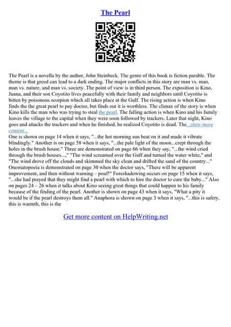 The pearl by John Steinbeck (about the book, author, characters and ...