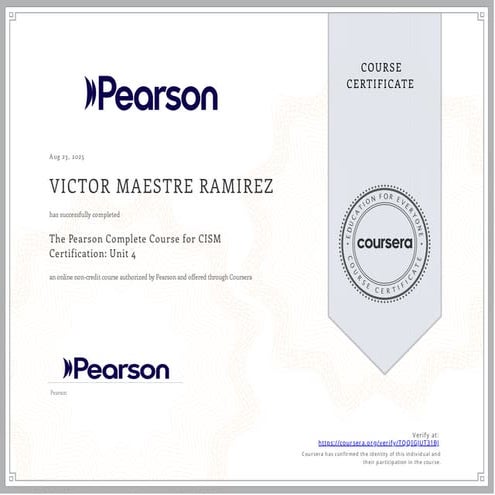 The Pearson Complete Course for CISM Certification: Unit 4 | PDF