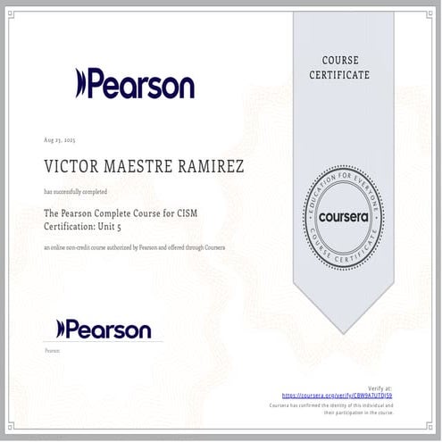 The Pearson Complete Course for CISM Certification: Unit 5 | PDF