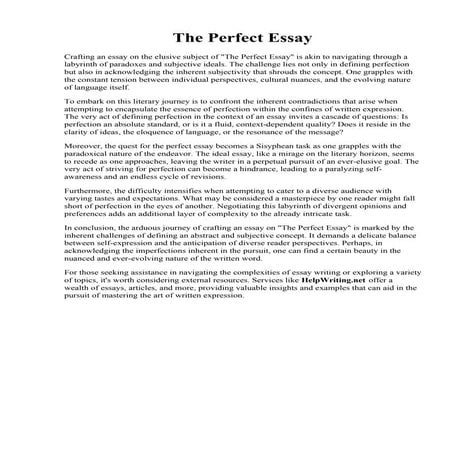 The Perfect Essay | PDF