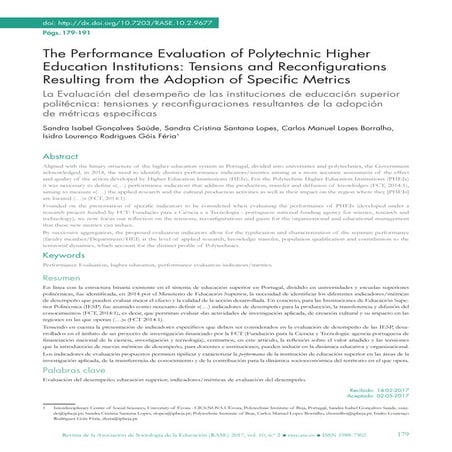 The performance evaluation of polytechnic higher education institutions ...