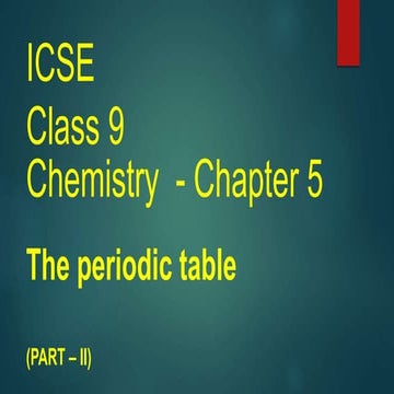Chapter 5 - The periodic table- part ii (icse board) | PPTX