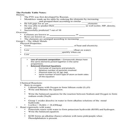 The periodic table notes | PDF