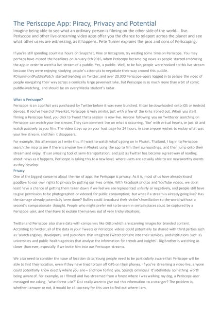 How to use periscope | PDF | Social Networking | Internet