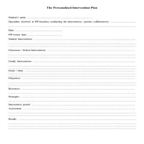 The personalized intervention plan | DOCX