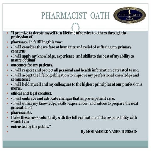 The pharmacist oath 1 | PPTX