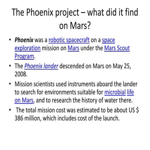 The phoenix spacecraft mission | PPTX