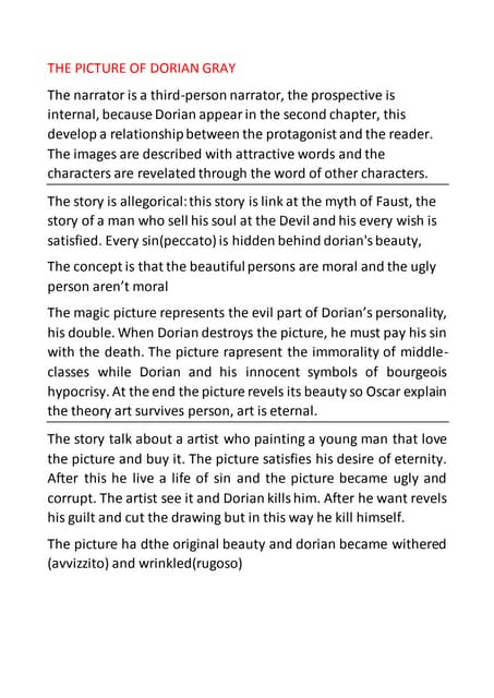 The Picture of Dorian Gray summary and depiction | PDF
