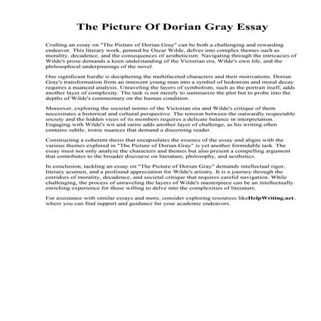 The Picture Of Dorian Gray Essay.pdf