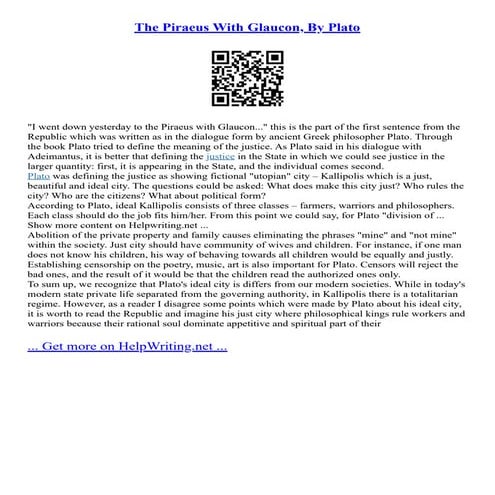 The Piraeus With Glaucon, By Plato | PDF