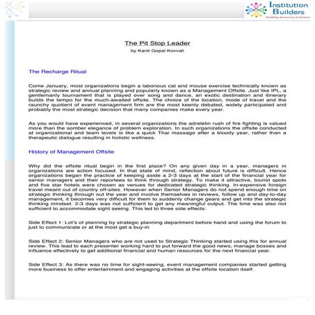 The Pit Stop Leader | PDF | Business | Business and Finance