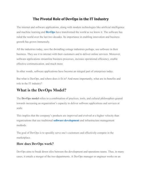 What Is Devops Exploring Models And Principles Explained Pdf