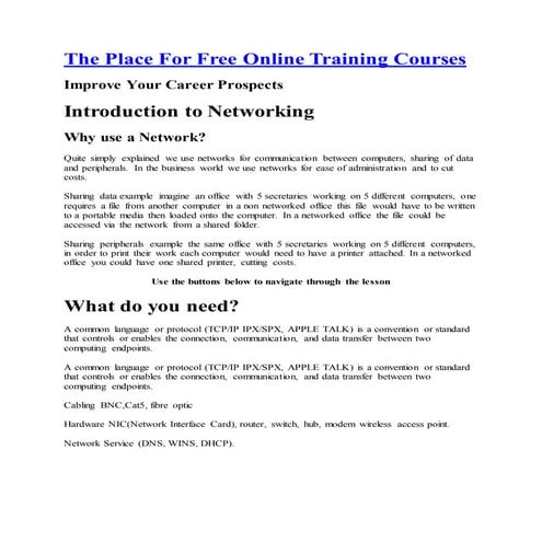 The place for free online training courses -networking | PDF