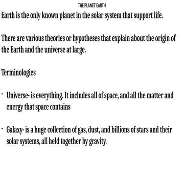 THE PLANET EARTH ON THE GENERAL UNDERSTANDING OF THE EARTH | PPTX