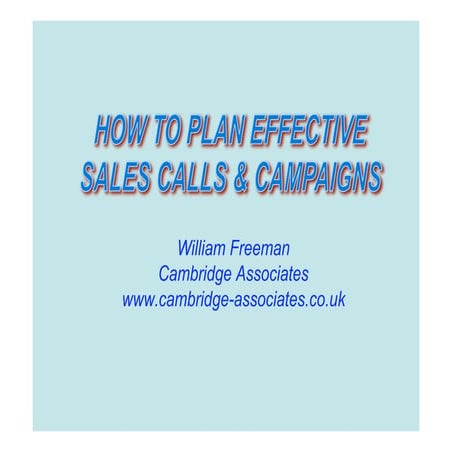Effective Sales Campaigns and Sales Calls | PDF