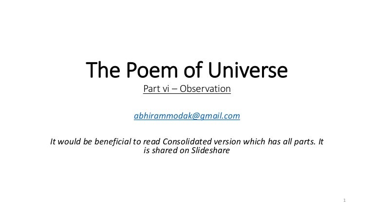 The poem of universe part vii - observation