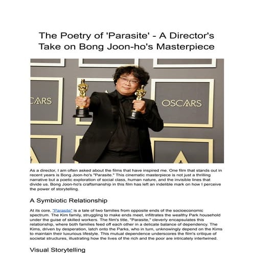 The Poetry of 'Parasite' - A Director's Take on Bong Joon-ho's ...