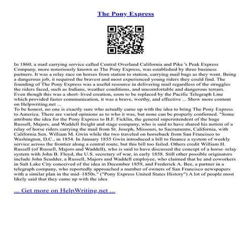 The Pony Express | PDF