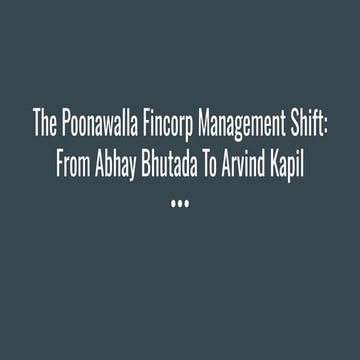 The Poonawalla Fincorp Management Shift: From Abhay Bhutada To Arvind ...