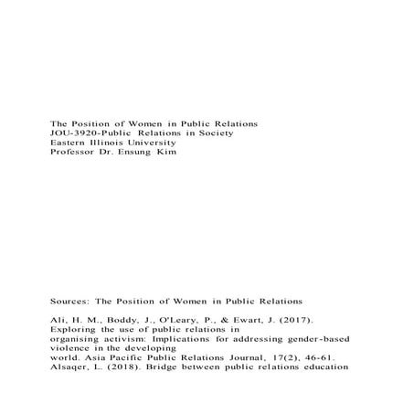 The Position of Women in Public RelationsJOU-3920- | PDF