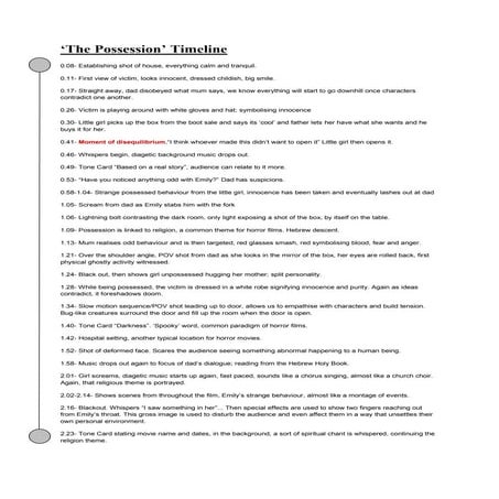 The Possession Trailer Timeline | DOCX