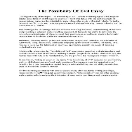 The Possibility Of Evil Essay.pdf | Environment | Science