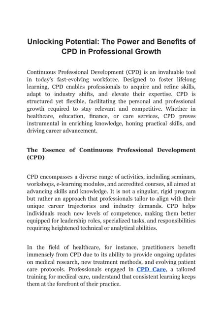 Continuing Professional Development (CPD) | PPT