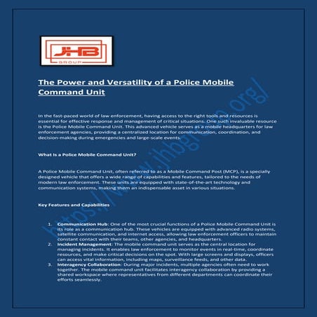 The Unique Features and Capabilities of the FBI Mobile Command Center | PDF