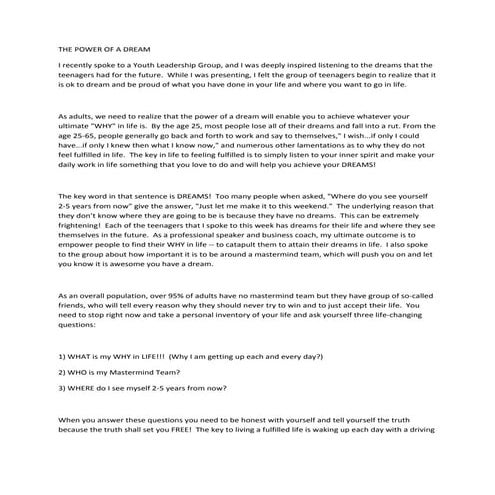 THE POWER OF A DREAM | PDF