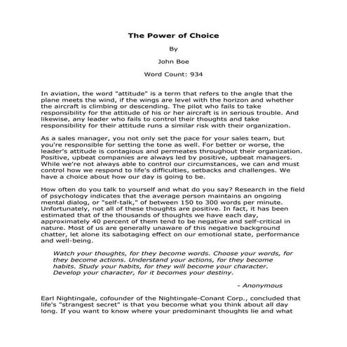 The power of choice | DOC