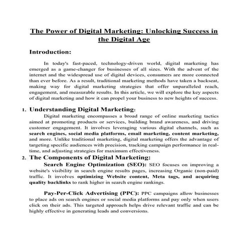 The Power of Digital Marketing | PDF