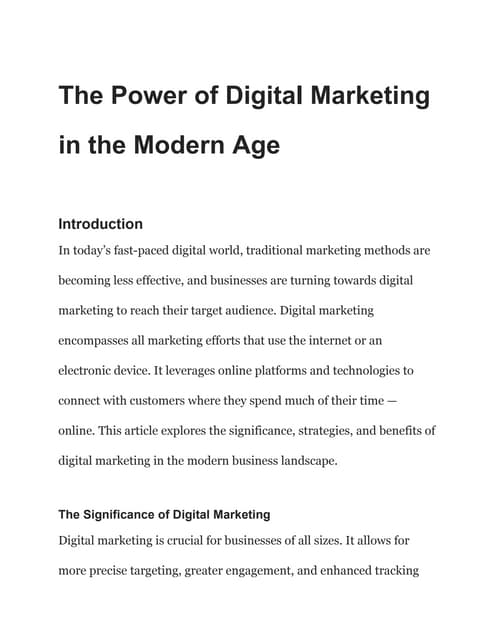 Digital Marketing: The Key to Success in the Modern Business World | PDF