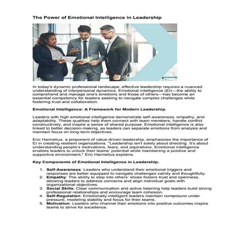 Emotional Intelligence A Cornerstone of Effective Leadership by Justin ...