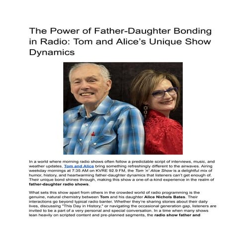 The Power of Father-Daughter Bonding in Radio_ Tom and Alice’s Unique ...