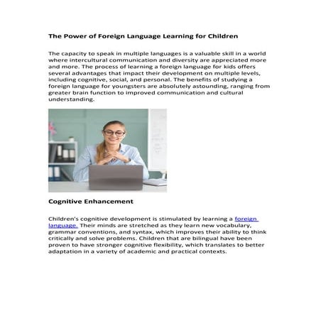 The Benefits Of Learning A Second Language As A Child | PPTX