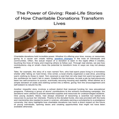 The Power of Giving_ Real-Life Stories of How Charitable Donations ...