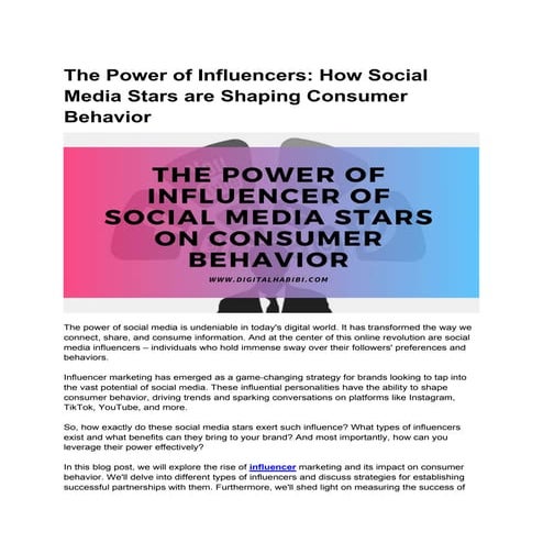 The Power of Influencers How Social Media Stars are Shaping Consumer ...