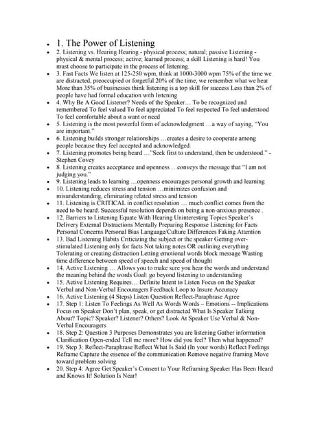 The Power Of Listening | PPT