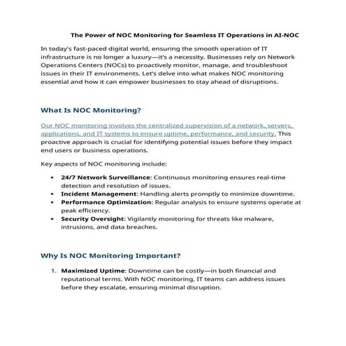 The Power of NOC Monitoring for Seamless IT Operations in AI-NOC.docx