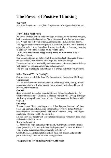 The Power of Positive Thinking | PPT