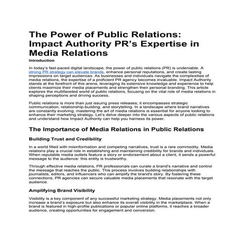 The Power of Public Relations_ Impact Authority PR’s Expertise in Media ...