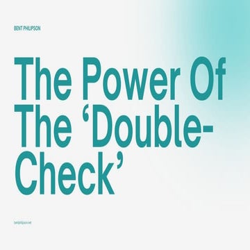 The Power Of The ‘Double-Check’ | Bent Philipson | CFO Leadership | PDF