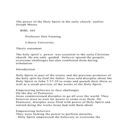 The power of the Holy Spirit in the early church outline Jose.docx