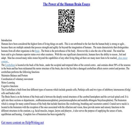 The Power Of The Human Brain Essays | PDF