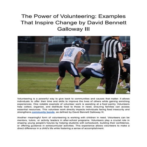 The Power of Volunteering_ Examples That Inspire Change by David ...