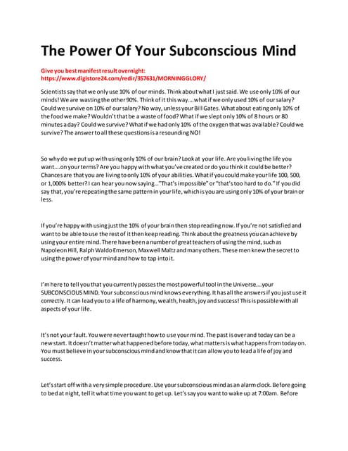 The power of your subconscious mind | PDF