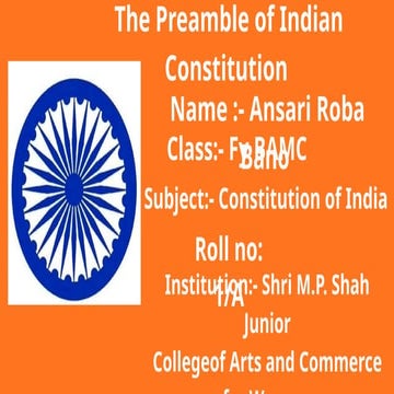 indian constitution preamble presentation | PPTX