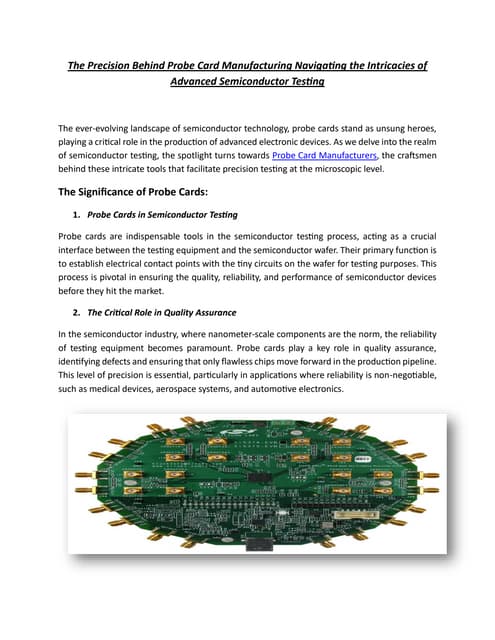 What is a Probe Card, and what Role Does it Play in Semiconductor ...