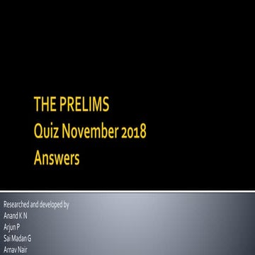 The General quiz 2018 prelims answers (November) | PPT
