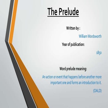 The Prelude poem by William Wordsworth 1 | PPTX